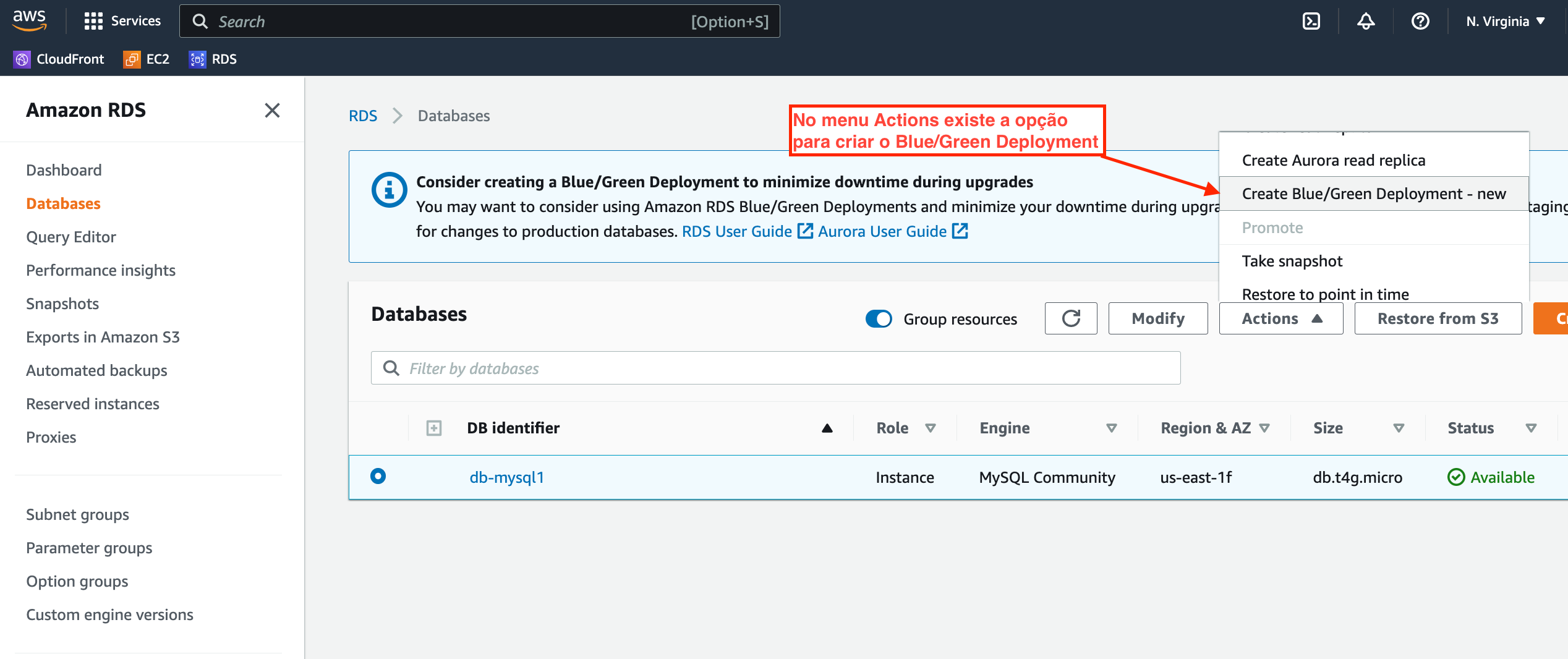 Upgrade RDS MySQL com Blue/Green Deployment